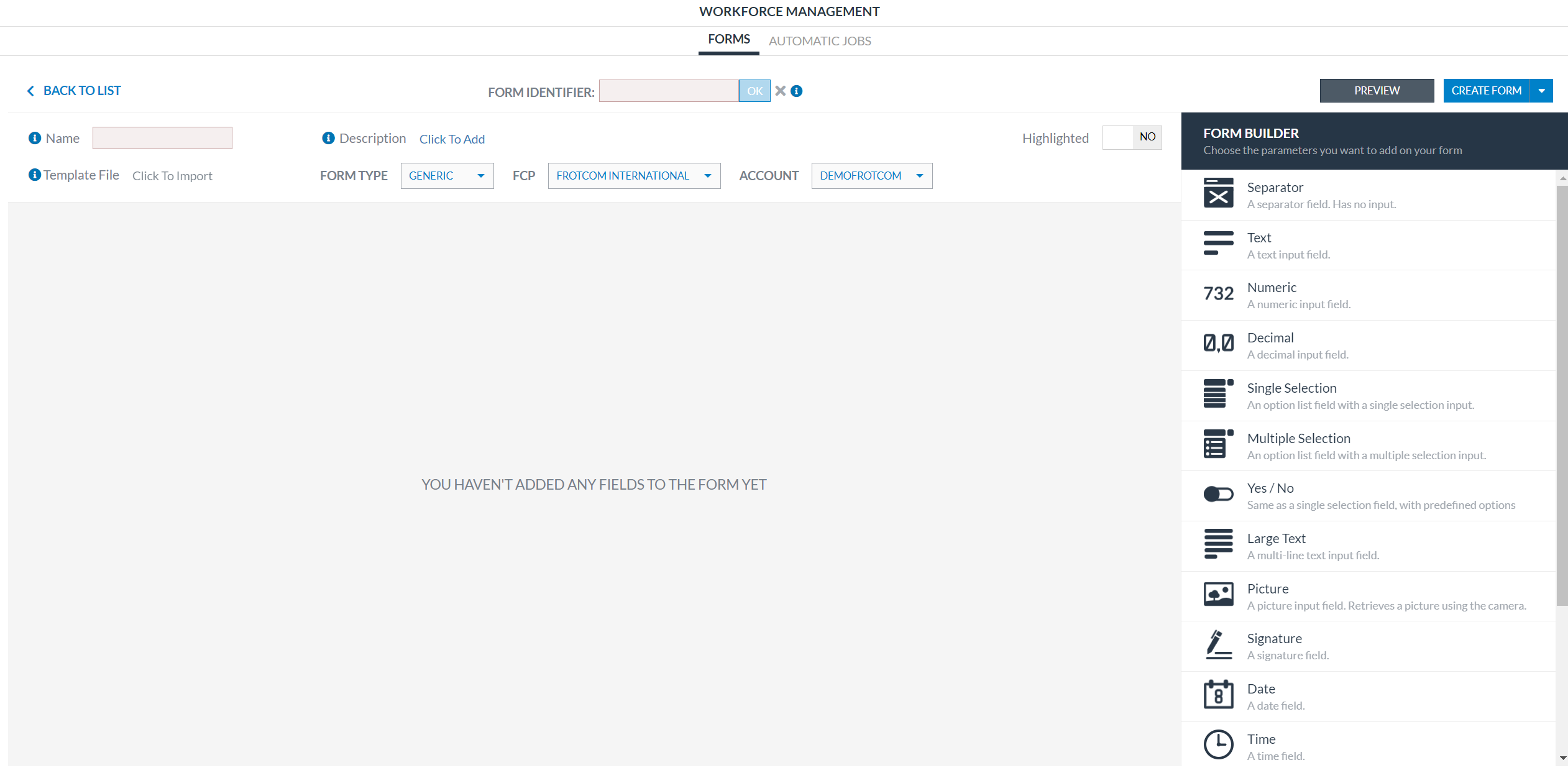 Administration > Forms – Help Center