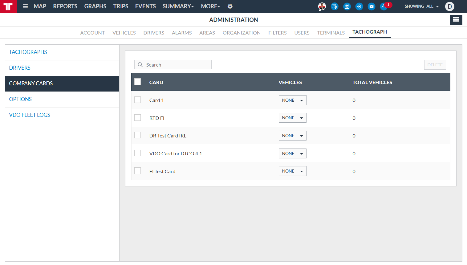 Administration > Tachograph > Company Cards – Help Center